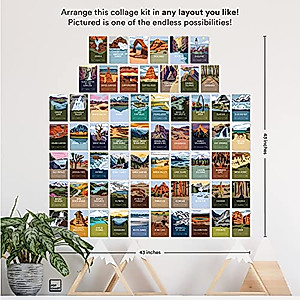 Pop Chart | National Parks Wall Collage Kit | 63 Pcs 4" x 6" Art Prints | Track Your Travels to Every US National Park With America the Beautiful Wall Decor | 100% Made in the USA