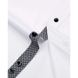 J.VER Men's Casual Long Sleeve Stretch Dress Shirt Wrinkle-Free Regular Fit Button Down Shirts White Black