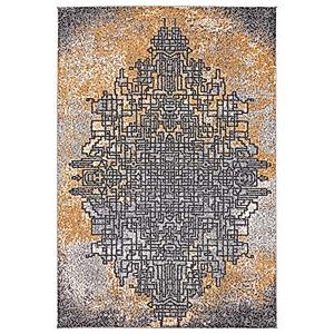 Abani Grey & Yellow Abstract Art Area Rug, Contemporary Style Rugs Laguna Collection Modern 7'9" x 10'2" Rectangle Accent Rug