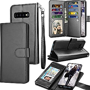 Tekcoo for Galaxy S10 Case, Samsung S10 Wallet Case / S10 PU Leather Case, Luxury Cash Credit Card Slots Holder Carrying Folio Flip Cover [Detachable Magnetic Hard Case] & Kickstand -Black