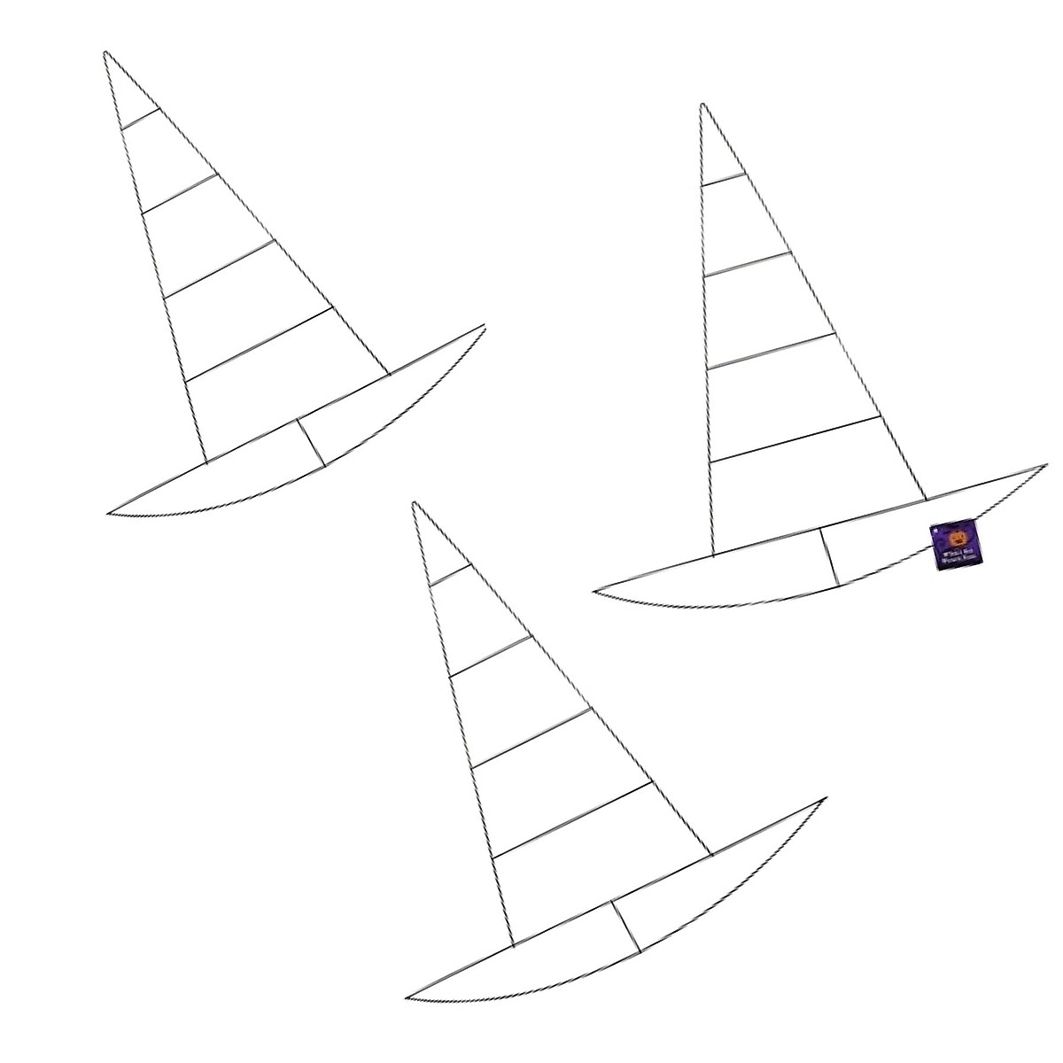 Floral Garden (Set of 3) HT Witch Hat Metal Wreath Form Frame, Halloween Witch Hat Shaped Wreath Form Frame, 22.5x21in. Bundled with Halloween Colors Metal Chenille Stems