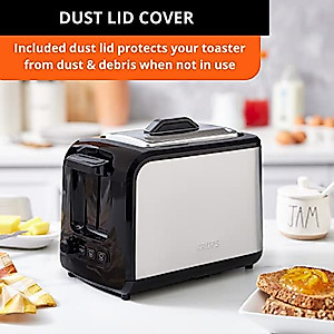 KRUPS Krups Express Toaster KH411D50 Stainless Steel Toaster with Wide Slots, Includes Dust Lid & Crumb Tray, Defrost, Reheat, 7 Browning Levels, 2 Slice, Stainless Steel