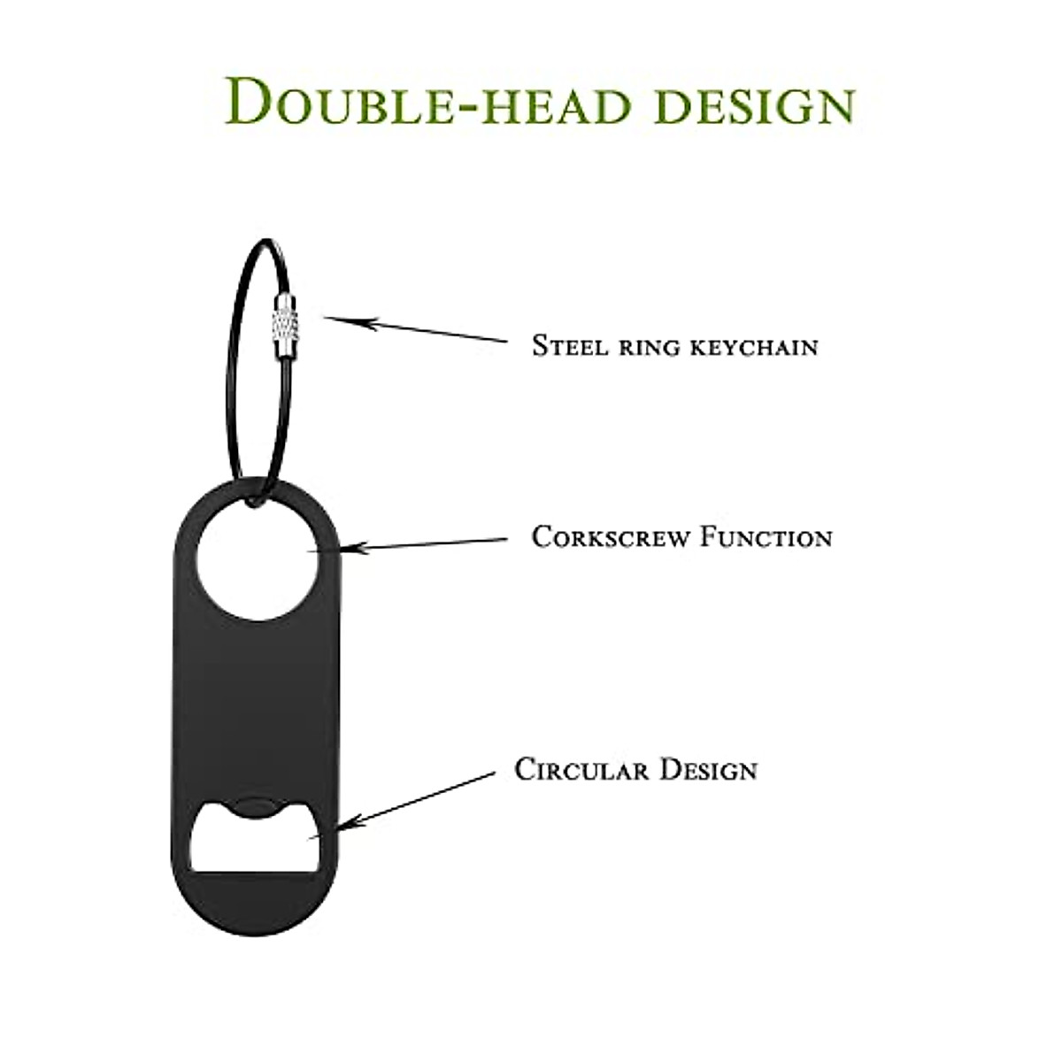 5 PACK Stainless Steel Flat Bottle Opener with Keychain- Bar Key-Beer Bottle Opener for Kitchen, Bar or Restaurant（Black）