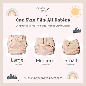 KaWaii Baby Reusable Cloth Diaper Bundle- 4 Printed Snap+8 Premium 5-Layer Diaper Inserts One Size Adjustable Newborn to Potty Trained Toddler, Lazy Fox