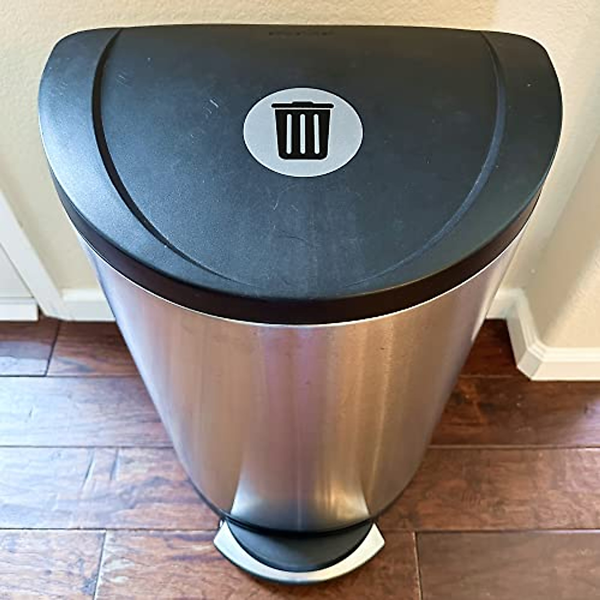 Stickios Recycle Stickers for Trash Cans (3 PCS) - Bubble-Free, Damage-Free, Removable Vinyl - Indoor or Outdoor Garbage Bins - Waste Management Stickers (Silver)