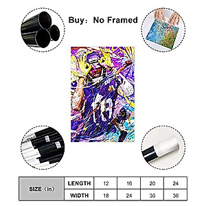 Sports Poster Justin Jefferson Canvas Poster Wall Art Prep Room Decor Paintings for Living Room Bedroom Decoration Unframe:12x18inch(30x45cm)