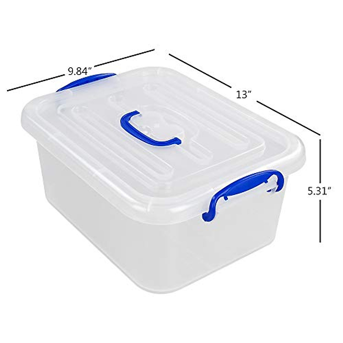 Leendines 8 Liter Clear Plastic Storage Bins, 2 Packs Storage Boxes with Lids