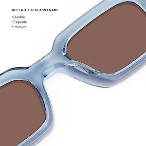 Baililai Trendy Rectangle Sunglasses for Women and Men,High Definition Clarity, UV Protection, and Glare Reduction (blue-C6)