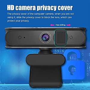 SYVI Webcam,HD 1080P Webcam USB Webcam Play and Plug Streaming Webcam Desktop and Laptop,for Video Call Streaming Meeting Gaming Online Classroom,Black