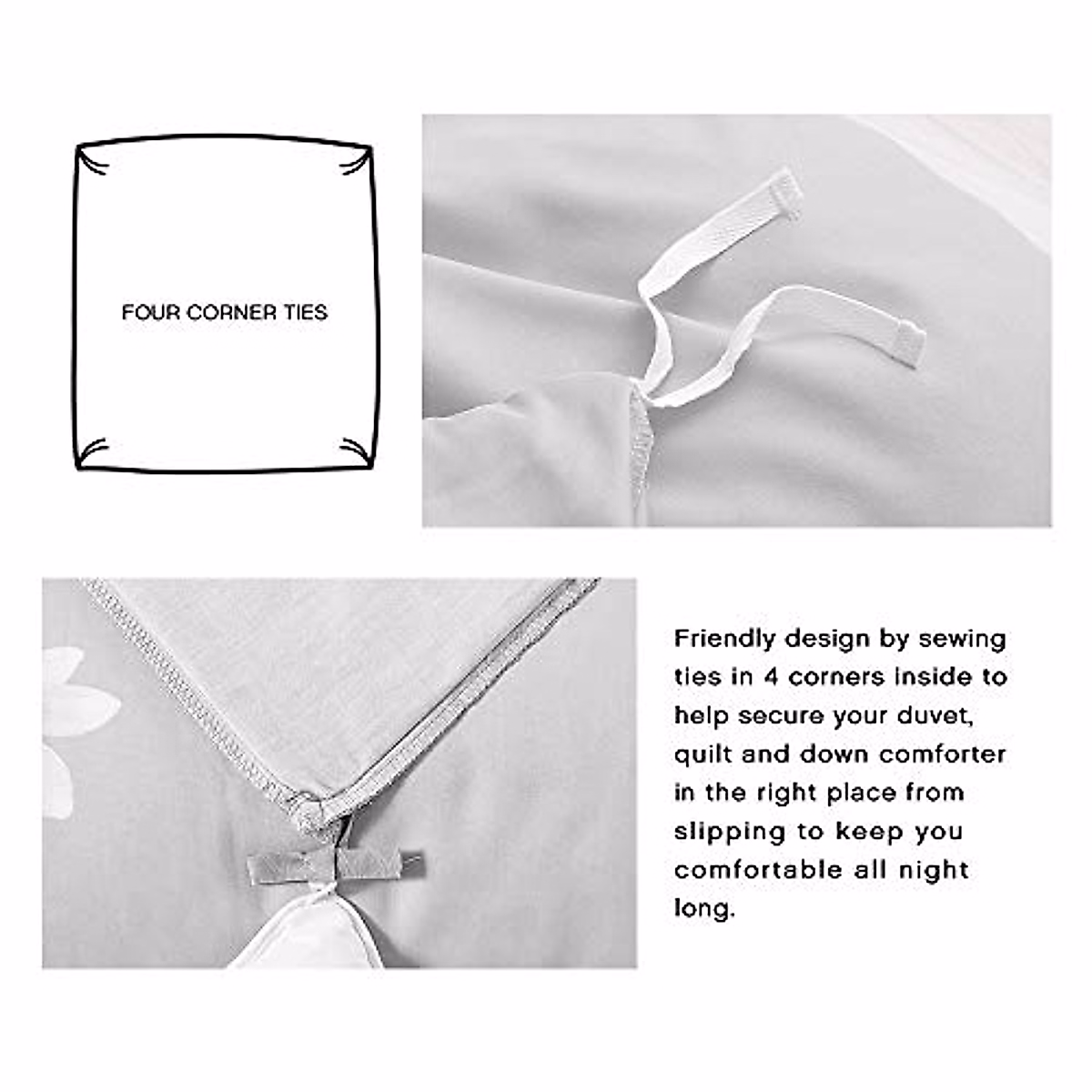 Merryfeel Duvet Cover Set Queen,100% Cotton White Textured Striped Duvet Cover with Pillowshams,3 Pieces Bedding Set-White Stripe Full/Queen