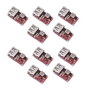 Teyleten Robot DC-DC Buck Converter USB Car Charger Step Down Module 6-24V 12V/24V to 5V 3A Power Supply Module Efficiency 97.5% 10pcs