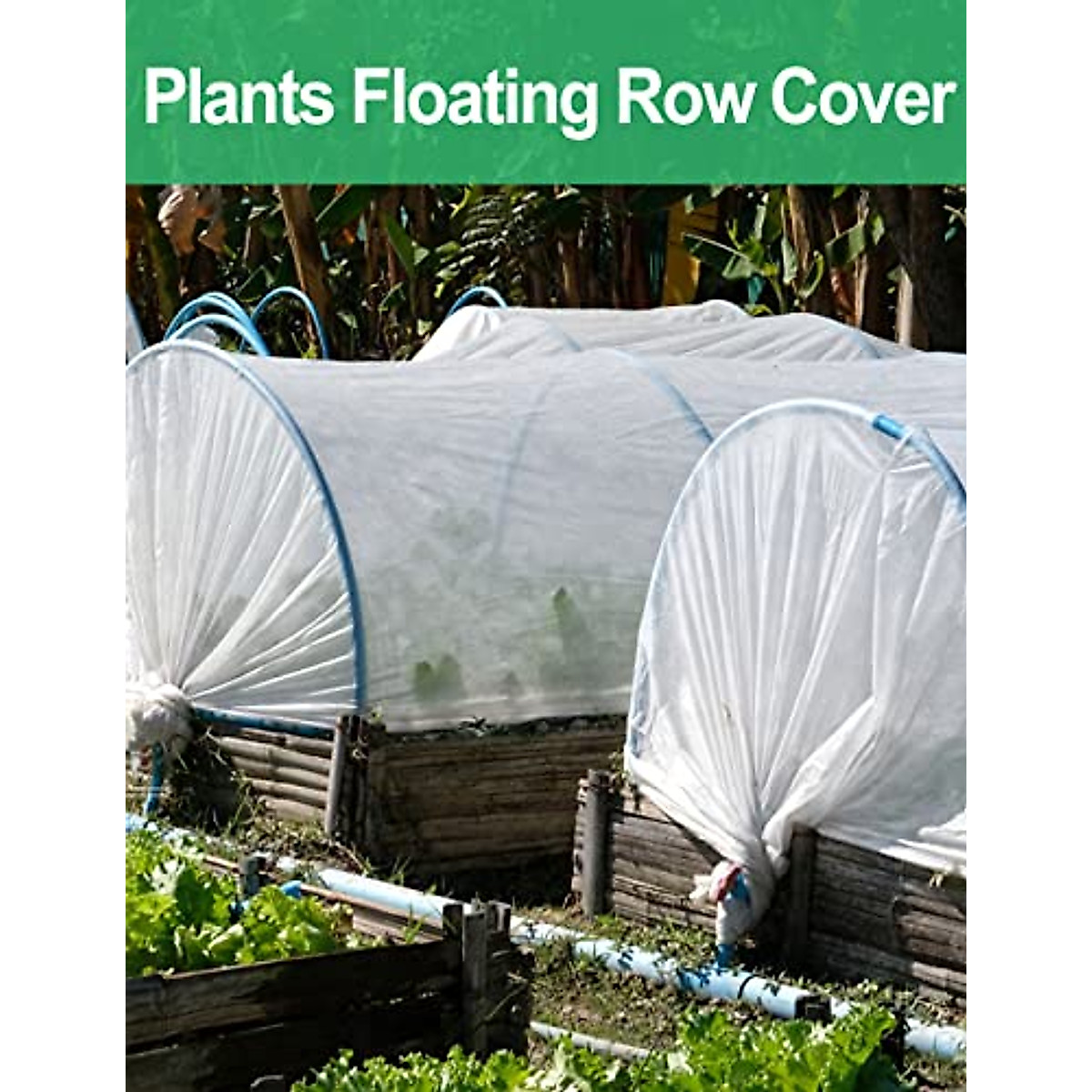 wohohoho Plant Cover Freeze Protection 10FT x 66FT, 1.3oz/yd² Heavy Duty Plant Blanket, Frost Protection Down to -5°C/23°F, Anti-UV, Reusable Garden Floating Row Cover for Plants Vegetable Fruits