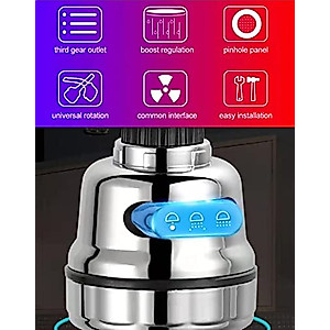 360 Degree Flexible Faucet Sprayer,3 Modes Universal Faucet Extender Sink Sprayer Attachment with Hose Set of 1 Splash Filter Faucet Water-saving Faucet Sprayer Head for Kitchen and Bathroom