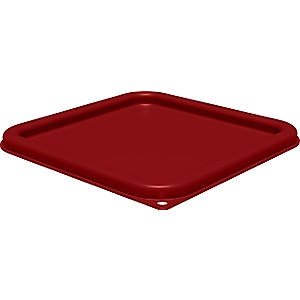 Carlisle FoodService Products Squares Square Food Storage Container Lid with Stackable Design for Catering, Buffets, Restaurants, Proprietary Blend, 6 To 8 Quarts, Red