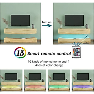 Wood Floating TV Stand for 55 Inch TV LED TV Console Wall Mounted Entertainment Center with Display Platform and 3 Drawers Media Table Cabinet for Living Room Oak