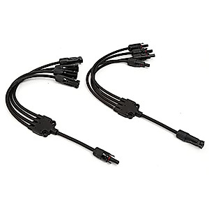 1 Pair 1 to 4 Y Branch M/FFFF and F/MMMM Solar Panel Connectors Parallel Adapter Cable Solar Connectors Wire Waterproof Plug Tool Kit for Solar Panel