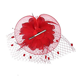 Derby Netting Mesh Headband,BOLUBILUY Feather Big Flowers Hair Band Tea Party Girls Women Wedding Bridal Fascinator Hat