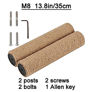 NEUMIHARO 9.8" to 21.7" 25cm to 55cm M8 M10 Scratching Post Replacement Jute Pole for Cat Tree (M8, 13.8in/35cm)