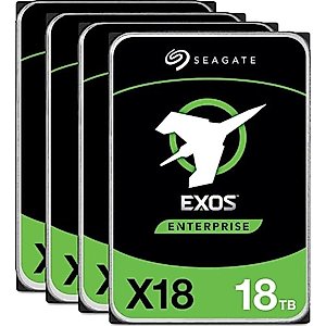 Seagate Exos X18 18TB SATA 6Gb/s 7200RPM 3.5" Enterprise 4-Pack HDD - ST18000NM000J (Renewed)