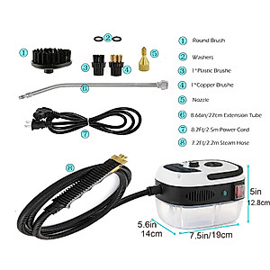 SOHAPY Pressure Steam Cleaner Handheld Steamer High Temp Portable Cleaning Machine, for Home Use Grout Tile Car Detailing Kitchen Furniture Bathroom (Black)