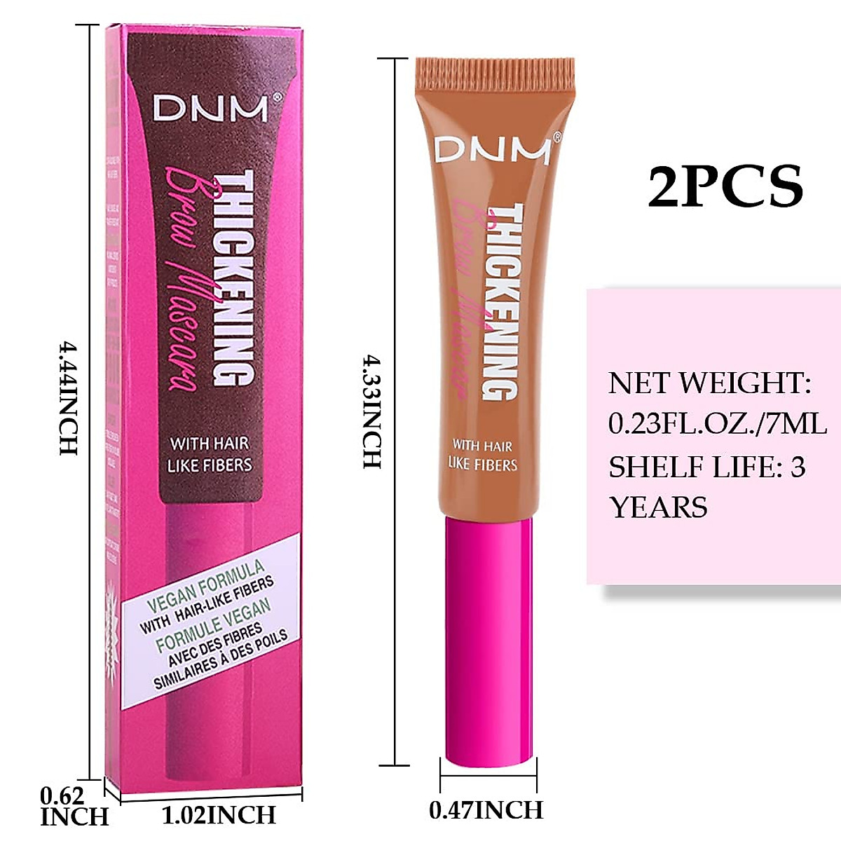 Eyebrow Gel, Eyebrow Color Mascara, Brow Gel, Brow Kit Eyebrow Tinted Gel Set, Eyebrow Repair Liquid Brows Styling Beauty Salon Home Use Makeup, Waterproof Transfer-Proof Cruelty Free - 2 Pack Auburn