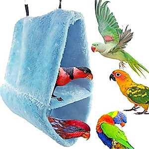 Keersi Winter Warm Bird Hammock Nest House Sleeping Bed Tent for Pet Parakeet Cockatiel Conure Cockatoo African Grey Macaw Eclectus Amazon Lovebird Medium Large Parrot Cage Stand Perch Toy