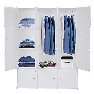 Practical and Stylish Multifunctional Modular Closet Cabinet with Stackable Plastic Cube Storage Shelves and Hanging Rod