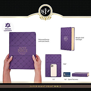 KJV Holy Bible, Super Giant Print Faux Leather Red Letter Edition - Ribbon Marker, King James Version, Purple (KJV Super Giant Print Editions)