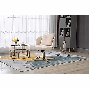 Wycian Kitchen Counter Height Chairs, Dining Chair Seat Polyester Foam Beige Adjustable Swivel Seat Height 15.75-52.5" for Living Room Bedroom 1PC