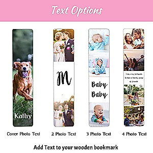 Personalized Bookmarks with Picture Text - Wooden Custom Bookmarks Photo - Double-Sided Customized Bookmark with Gold Tassel for Men Women Kids Gifts for Birthdays Christmas Valentine's Day