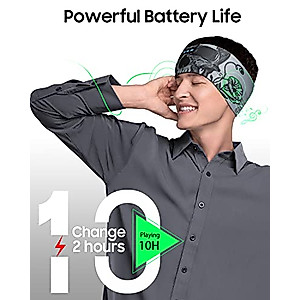 MUSICOZY Sleep Headphones Bluetooth Headband, Wireless Sleeping Headphones Music Sport Headbands, Long Time Play Sleeping Headsets Built-in Thin Speakers, Skulls Design for Sleeping Yogo