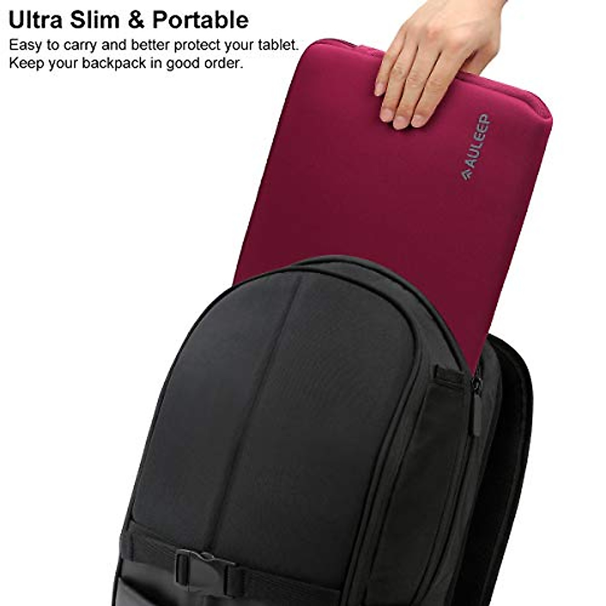 AULEEP 11-12 Inch Laptop Sleeves, Neoprene Notebook Computer Pocket Tablet Carrying Sleeve/Water-Resistant Compatible Laptop Sleeve for Acer/Asus/Dell/Lenovo/HP, Wine Red
