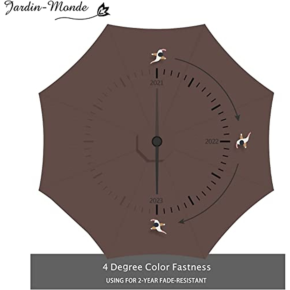 Jardin-Monde 10ft Offset Hanging Patio Umbrella, Outdoor Deck Cantilever Umbrella for Backyard, Garden, Poolside, Lawn, Outdoor Market Umbrella with Crank and Cross Base, 8 Ribs-COFFEE
