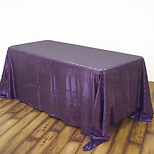 Tableclothsfactory Luxury Collection Duchess Sequin Rectangle Tablecloth 90 x 156 - Purple