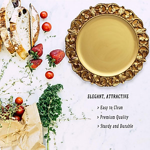 Leemxiiny Antique White Charger Plates with Gold Scalloped Rim Set of 6, Plate Chargers for Dinner Plates Bulk Wedding, Table Decoration, Party