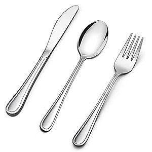 LIANYU 15-Piece Kids Silverware Set, Stainless Steel Toddler Utensils Flatware Set, Child Cutlery Tableware Set for 5, Include knife Fork Spoon, Mirror Finished, Dishwasher Safe