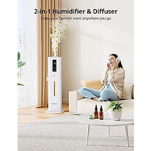 VAGKRI 12L Humidifiers for Large Room, Last 120 Hours, Cover up to 1000ft², Top Fill Ultrasonic Cool Mist Humidifier, 3 Mist Level, 24H Timer, Essential Oil Diffuser Humidifiers For Bedroom, Home
