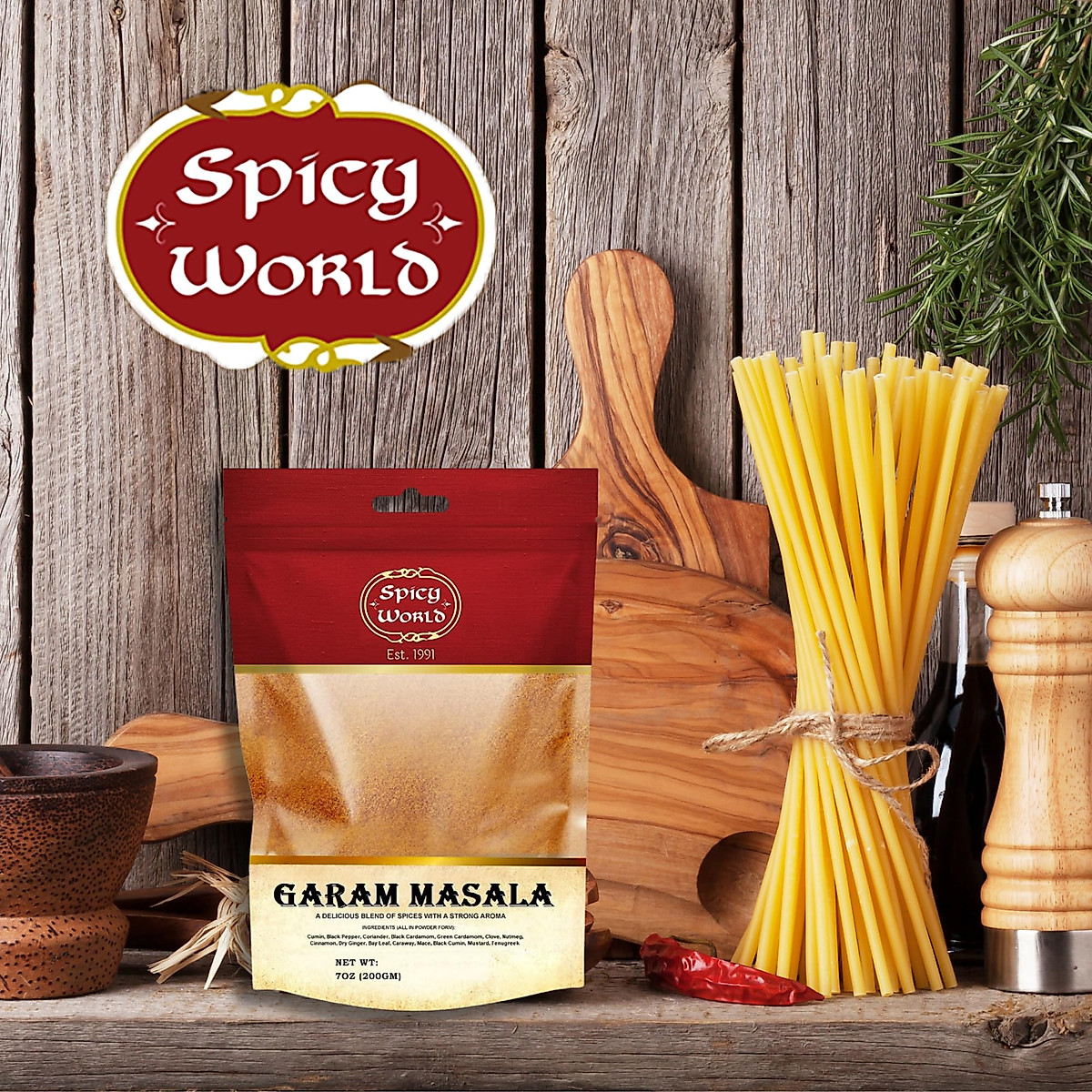 Spicy World Garam Masala Powder 7-Ounce (15 Premium Spice Blend) | Salt Free, Vegan | Indian Origin | Garam Masala Spice Powder