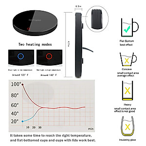 Lemiyoo Coffee Mug Warmer for Desk, Smart Coffee Cup Warmer Plate, Beverage Warmer Auto Shut Off，Candle Warmer Electric for Tea ，Gifts for Birthday,Christmas, Family (Black)