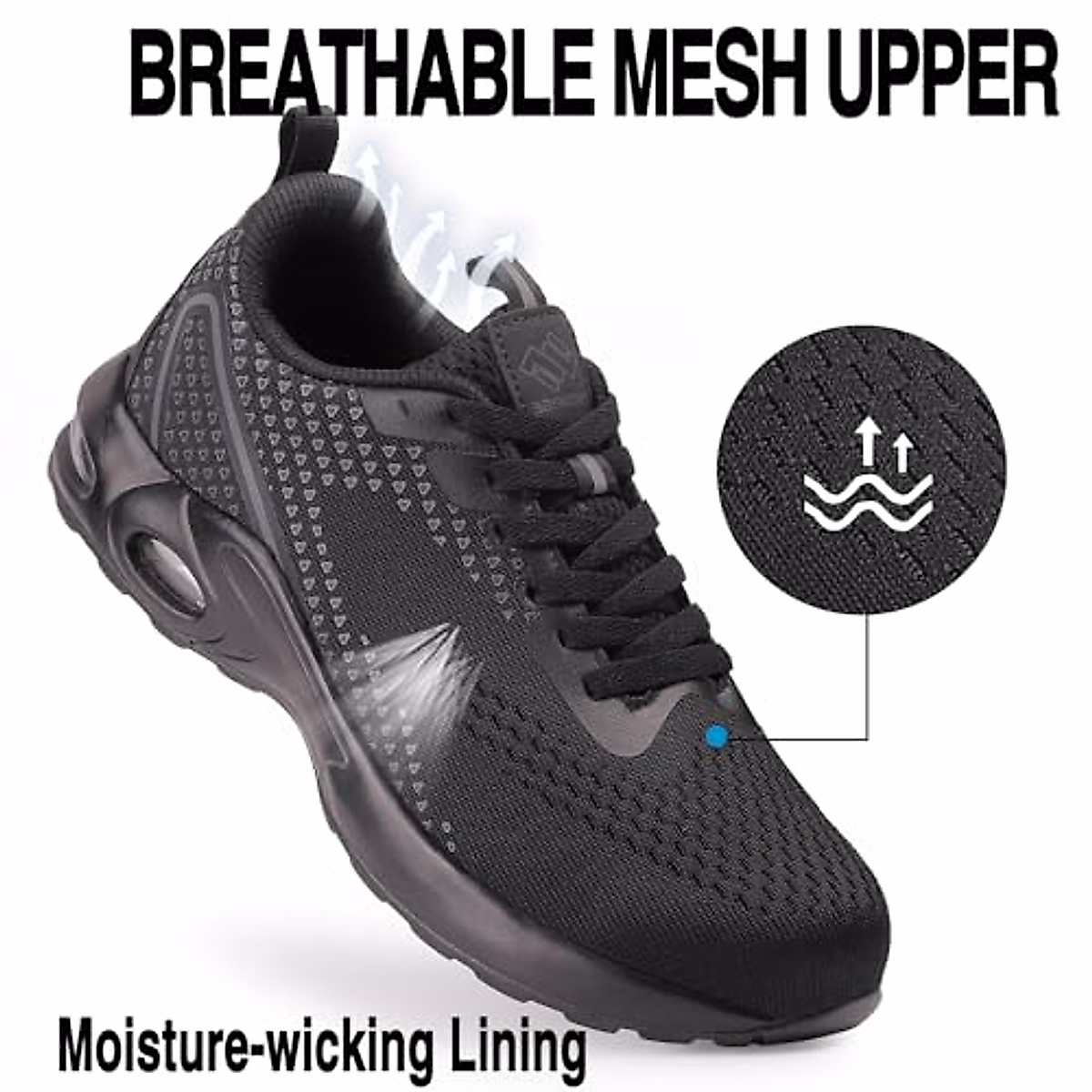 NIFOFISE Steel Toe Shoes for Women Safety Work Shoes Composite Toe Sneakers Slip Resistant Blk 39