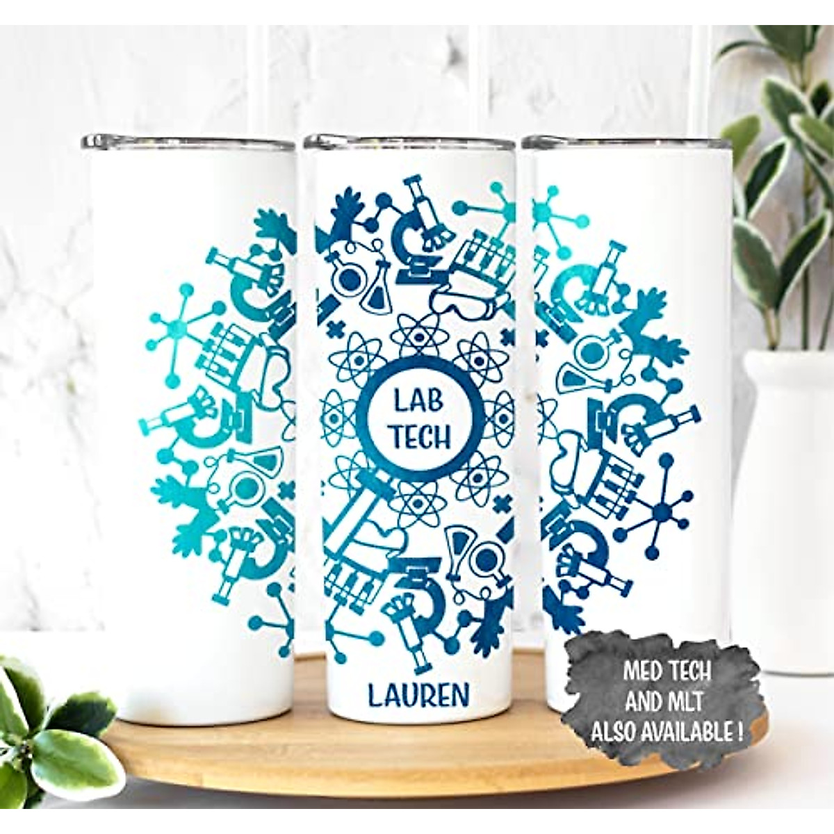 AVITO 20 oz Personalized Lab Tech Personalized Tumbler, Gift, Personalized Lab Tech Tumbler, Laboratory Technician Gift, Microscope, Med Tech, Stainless Steel, Vacuum Insulated