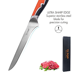 TJ POP Boning Knife, Ultra Sharp Fillet Knife for Fish and Meat, Full-tang Designed, 6 Inch Blade German HC Steel, Comfort Grip Non-slip Handle