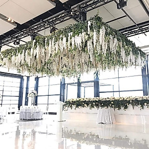 AUVOTTOKA 24-Pack 3.6 Feet/Piece Artificial Flowers Fake Wisteria Garland Hanging Wisteria Silk Flowers for Home Garden Weddings Party Decor (White)