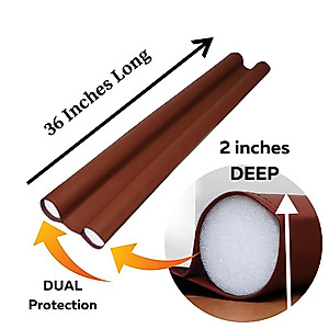 Evelots Door Draft Stopper, Covers Door Gaps up to 2 Inches, Door Noise Blocker, Window Breeze Blocker, Adjustable Door Sweeps, 36 Inches Long, Can be Cut to Size, Brown