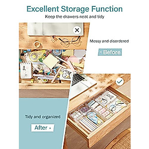 Kootek 31 Pcs Desk Drawer Organizer Set 5-Size Bathroom Drawer Tray Dividers Versatile Storage Bins Plastic Vanity Trays Organizers Divider Container for Dresser Makeup Kitchen Utensil Office