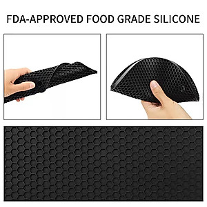 Gaiamat Silicone Trivet Mats, 4 Pack 2 Shape(2 Squared+2 Round) Heat Resistant Pot Holders Set, Silicone Table Mats Large Coasters for Kitchen Counter, Tables, Hot Dishes, Hot Pats, Pans(Black)