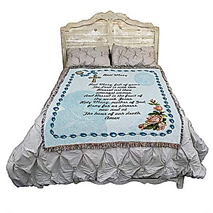 Pure Country Weavers Hail Mary Prayer with Rosary Beads Blanket - Religious Gift Tapestry Throw Woven from Cotton - Made in The USA (72x54)