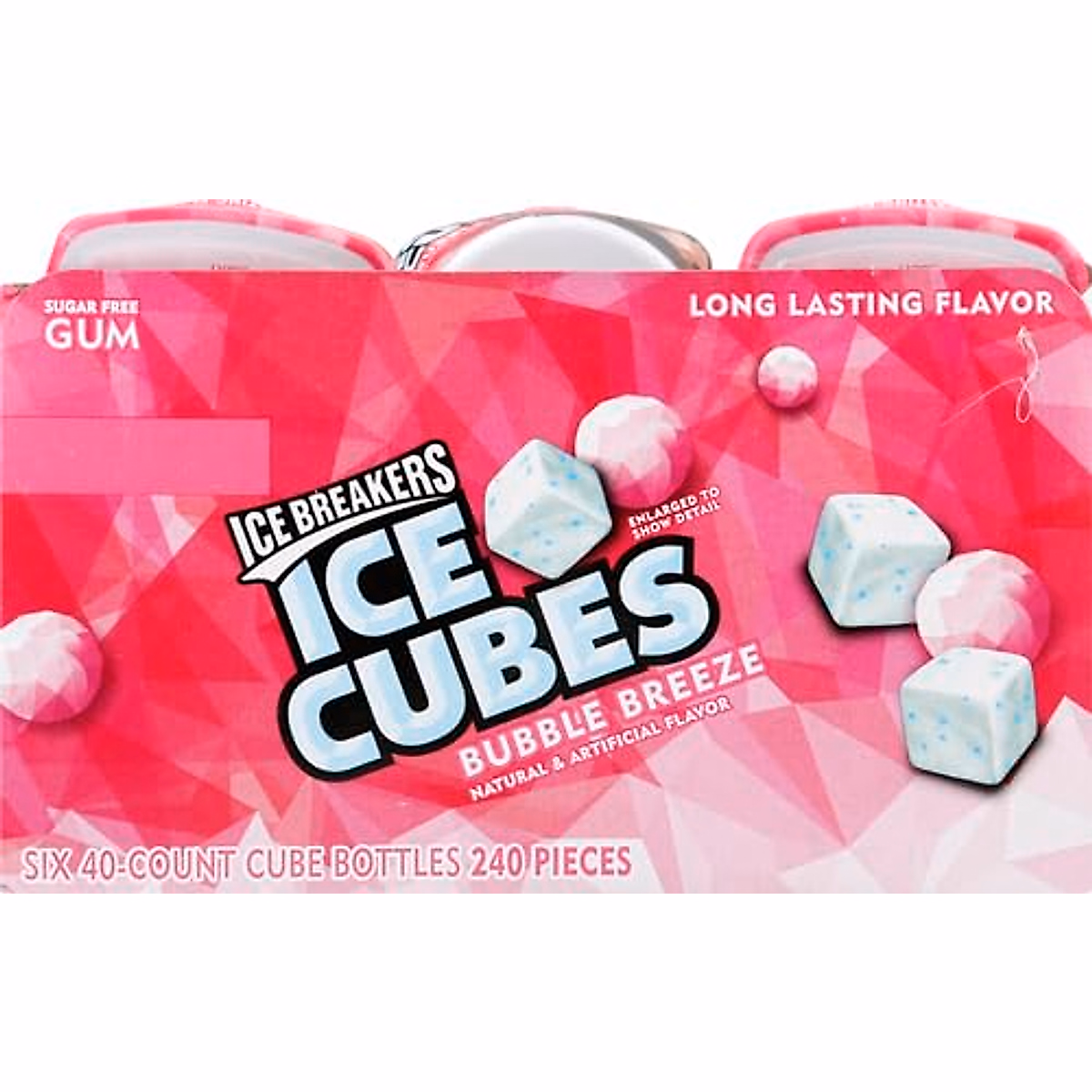 ICE BREAKERS Ice Cubes Bubble Breeze Sugar Free Chewing Gum Bottles, 3.24 oz (6 Count, 40 Pieces)