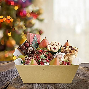 Baskets For Gifts Empty, 6 PCS Sturdy Diy Bulk Gift Basket Kraft Market Tray Cardboard Basket With Handles, Gift Basket Kit Supplies Wrap To Fill For Birthday Christmas Valentines Thanksgiving