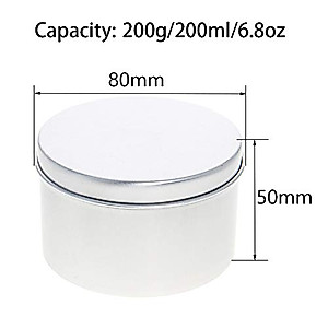 Othmro 1Pcs Round Aluminum Cans Tin Can Screw Top Metal Lid Containers 200ml/6.8 oz, 80 * 50mm (D*H) Silver Color Aluminum Containers for Lip Balm, Crafts, Cosmetic, Candles